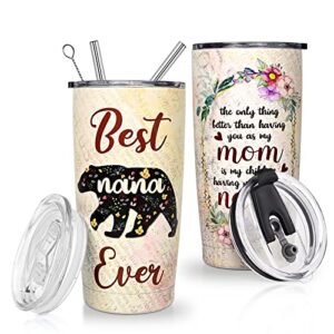 futtumy gifts for grandma - grandma christmas mothers day gifts from grandchildren - best nana ever travel tumbler - best grandma mom nana gigi gifts for birthday - grandma bear insulated tumbler 20oz