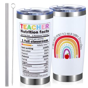 hoolerry teacher gifts for women teacher appreciation gifts teacher tumbler with straw teacher cup 20 oz stainless steel teacher mug for travel birthday thanksgiving christmas gifts(cute style)