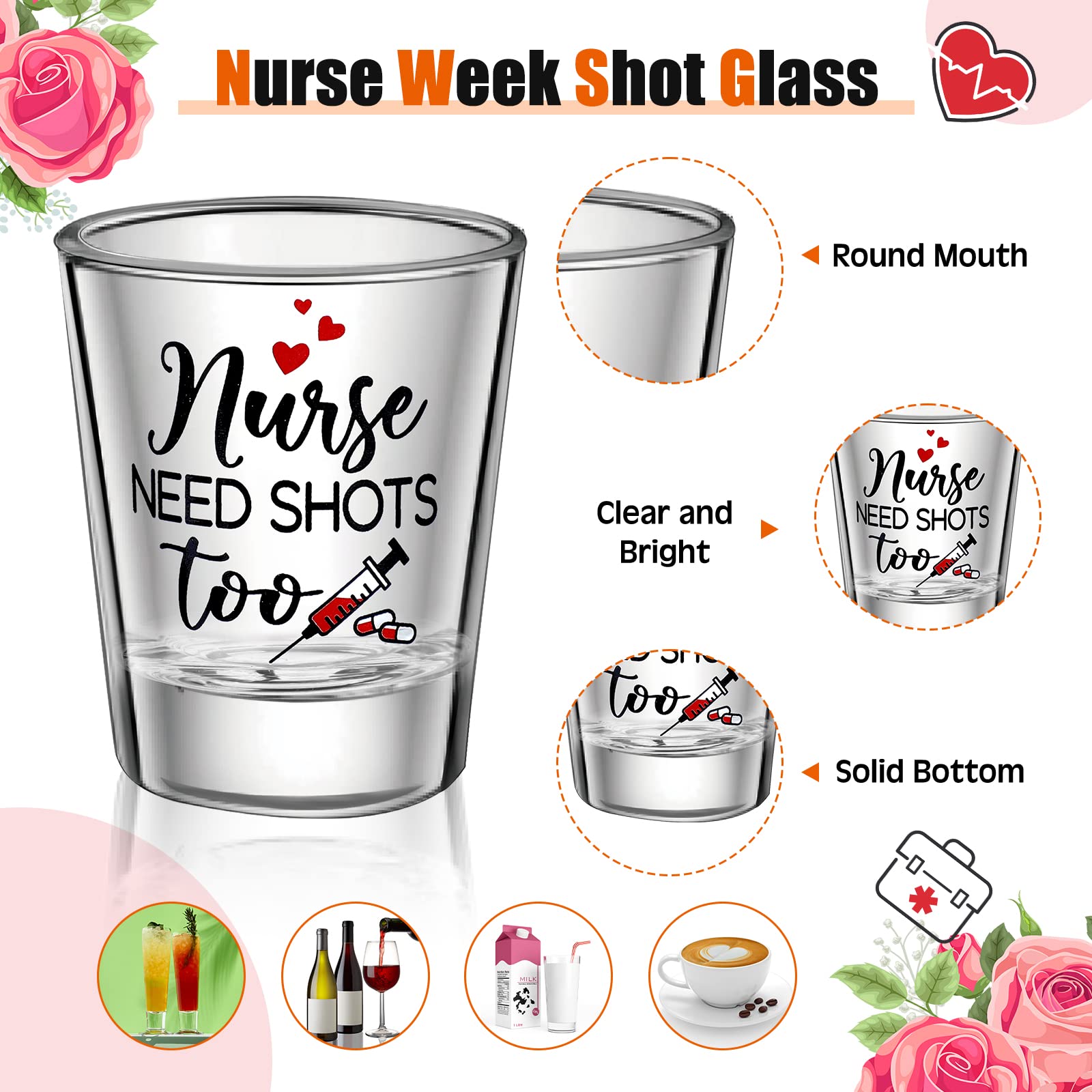 Treela 3 Pcs Christmas Nurse Appreciation Gift Set Include Nurse Acrylic Plaque Nurse Week Shot Glass and Nurse Gifts Socks for Women Men School Nurse Week Birthday Graduation Retirement Gifts