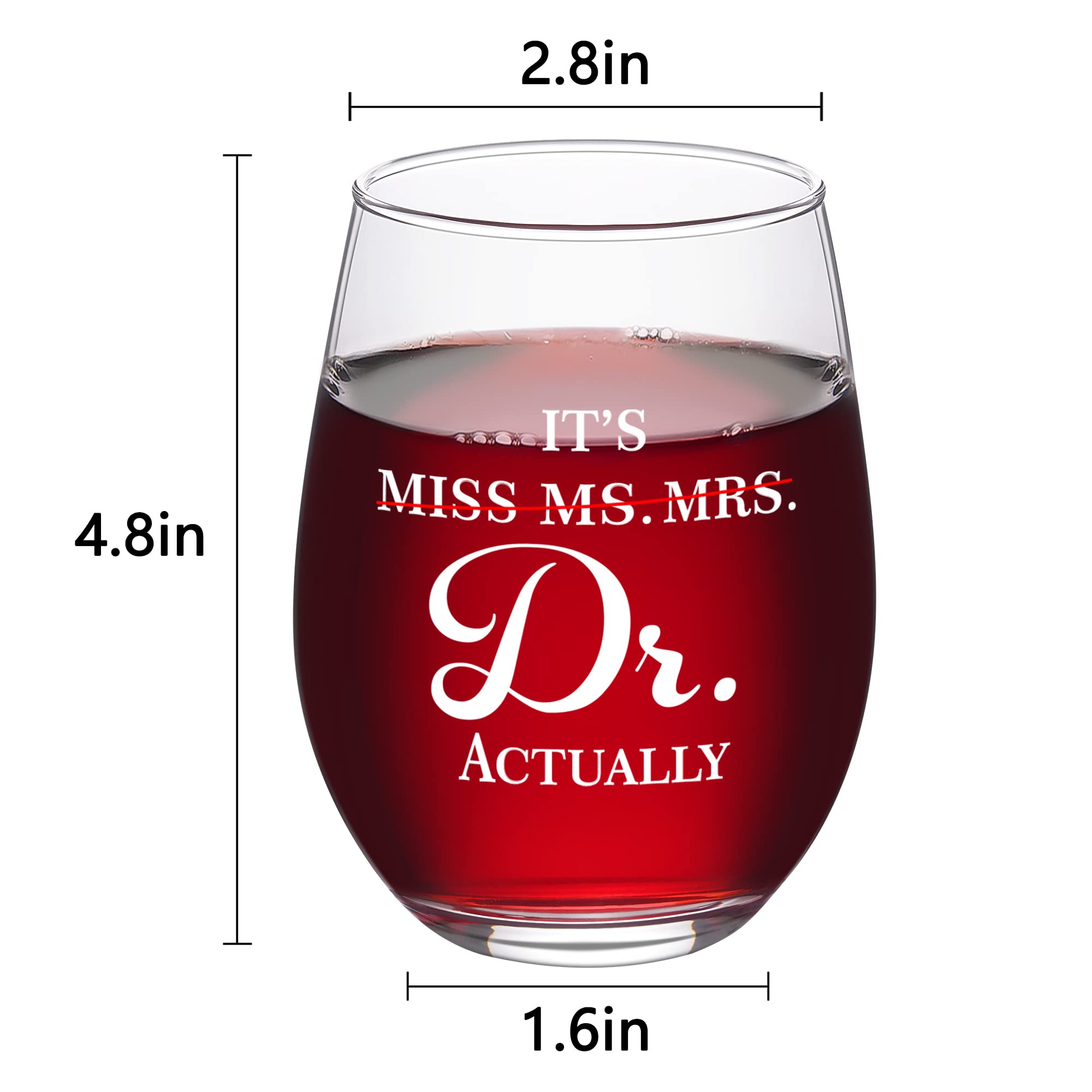 Modwnfy Doctor Gifts, It’s Miss Ms Mrs Dr Actually Stemless Wine Glass, Appreciation Thank You Gifts for Doctors Physician MD PhD Medical Graduate, Doctors Gifts for Women Men Christmas Birthday 17Oz