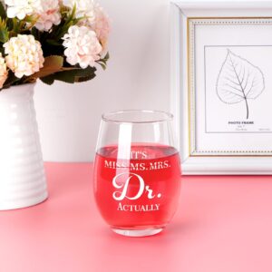 Modwnfy Doctor Gifts, It’s Miss Ms Mrs Dr Actually Stemless Wine Glass, Appreciation Thank You Gifts for Doctors Physician MD PhD Medical Graduate, Doctors Gifts for Women Men Christmas Birthday 17Oz