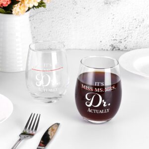 Modwnfy Doctor Gifts, It’s Miss Ms Mrs Dr Actually Stemless Wine Glass, Appreciation Thank You Gifts for Doctors Physician MD PhD Medical Graduate, Doctors Gifts for Women Men Christmas Birthday 17Oz