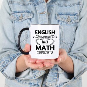 Funny Math Mug for Teachers. English is Important but Math is Importanter 11 oz Geek Coffee Cup. Mathematician Jokes Gift Idea for Professor or Student.