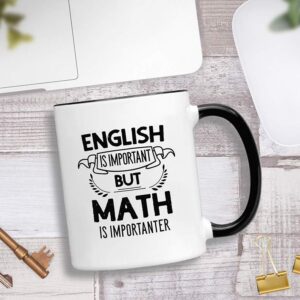 Funny Math Mug for Teachers. English is Important but Math is Importanter 11 oz Geek Coffee Cup. Mathematician Jokes Gift Idea for Professor or Student.