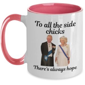 King Charles III and Camilla Inspirational Mug, Sarcastic Coronation Gifts for Her Women Coworker Bestie Side Chicks Mistress, Funny Two Tone 11oz Coffee or Tea Cup