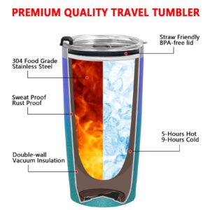 Gingprous Mother's Day Gifts for Mom Tumbler, Best Bonus Mom Ever Birthday Gifts for Women Bonus Mom Mother New Mom to be from Daughter Son, 20 Oz Insulated Stainless Steel Tumbler with Lids, Gradient