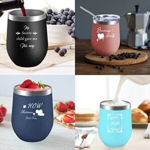 APACOZIN Gifts for Women Wife Mom Her - 12 Oz Stainless Steel Wine Tumbler with Straws, Lids, Mothers Day, Christmas Xmas, Birthday, Valentines Gifts for Best Friend Teachers Sister Daughter Coworker