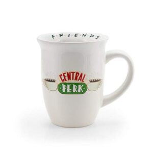 silver buffalo friends central perk logo wide rim ceramic mug, 16 ounces