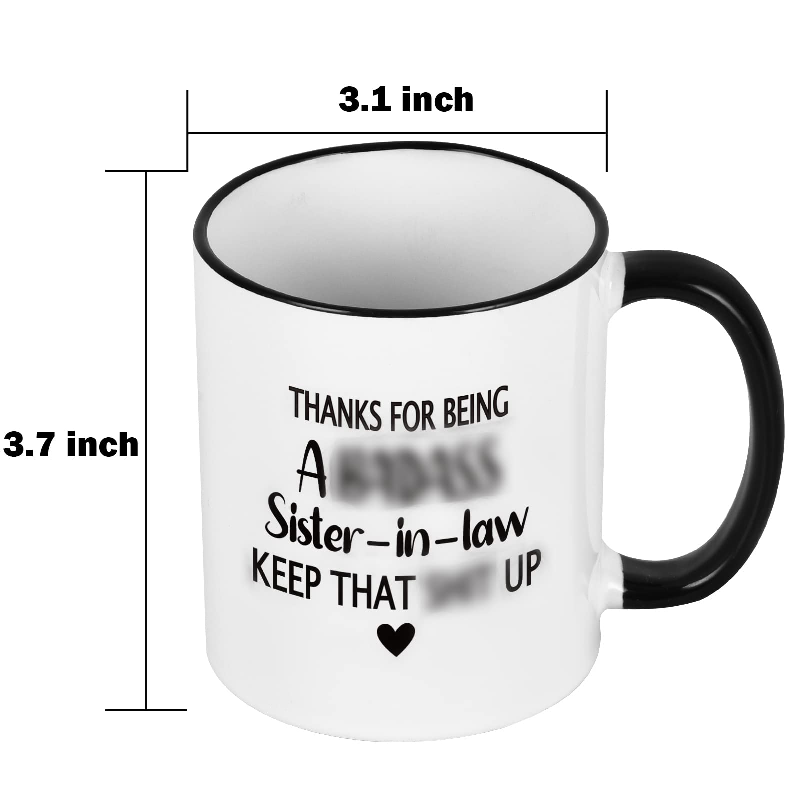 YHRJWN - Sister In law Gifts, Thanks For Being A Sister In Law Mug, Sisters Gifts from Sister, Mother's Day Gifts for Sister In Law, Funny Birthday Christmas Gifts for Sister Sis In Law 11 Oz White