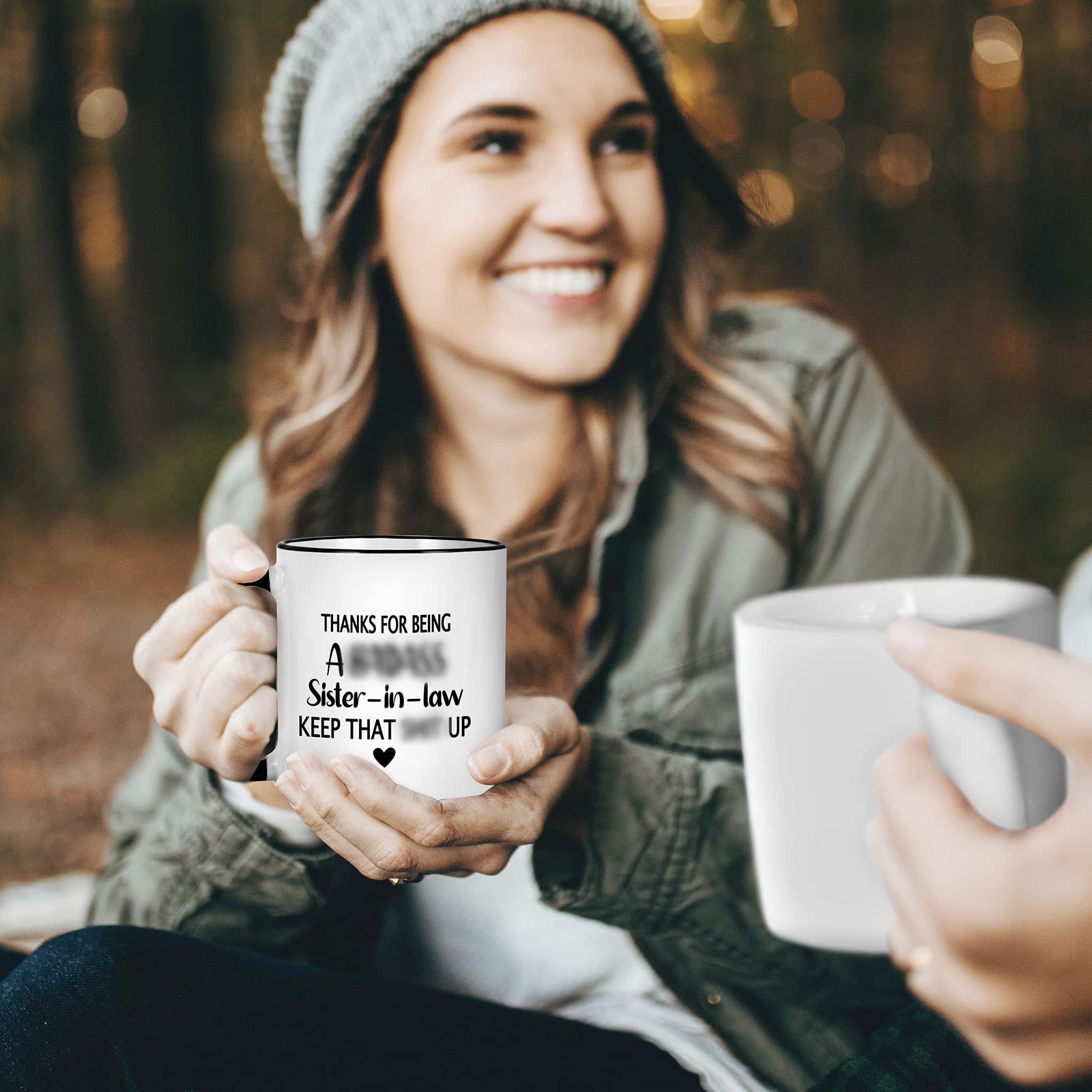 YHRJWN - Sister In law Gifts, Thanks For Being A Sister In Law Mug, Sisters Gifts from Sister, Mother's Day Gifts for Sister In Law, Funny Birthday Christmas Gifts for Sister Sis In Law 11 Oz White