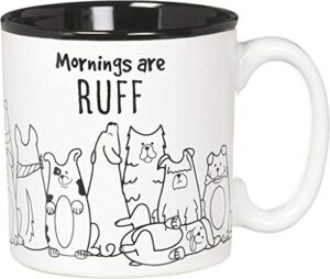 burton and burton mornings are ruff ceramic coffee mug, 13 ounce