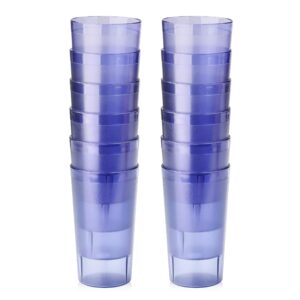 new star foodservice 46281 tumbler beverage cup, stackable cups, break-resistant commercial san plastic, 12 oz, blue, set of 12