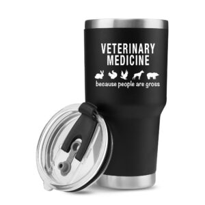 veterinary medicine because people are gross veterinary gifts vacuum insulated stainless steel tumbler veterinarian vet animal doctor pet lover graduation birthday christmas anniversary mug (30 oz)