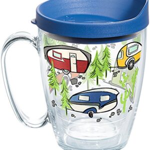 Tervis Retro Camping Made in USA Double Walled Insulated Tumbler Travel Cup Keeps Drinks Cold & Hot, 16oz Mug, Clear