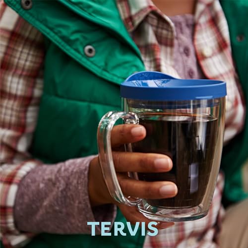 Tervis Retro Camping Made in USA Double Walled Insulated Tumbler Travel Cup Keeps Drinks Cold & Hot, 16oz Mug, Clear