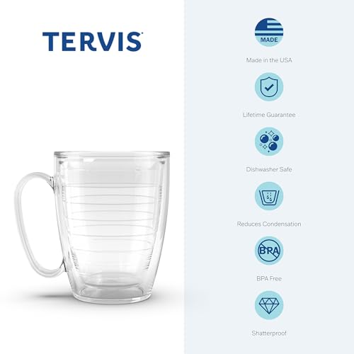 Tervis Retro Camping Made in USA Double Walled Insulated Tumbler Travel Cup Keeps Drinks Cold & Hot, 16oz Mug, Clear