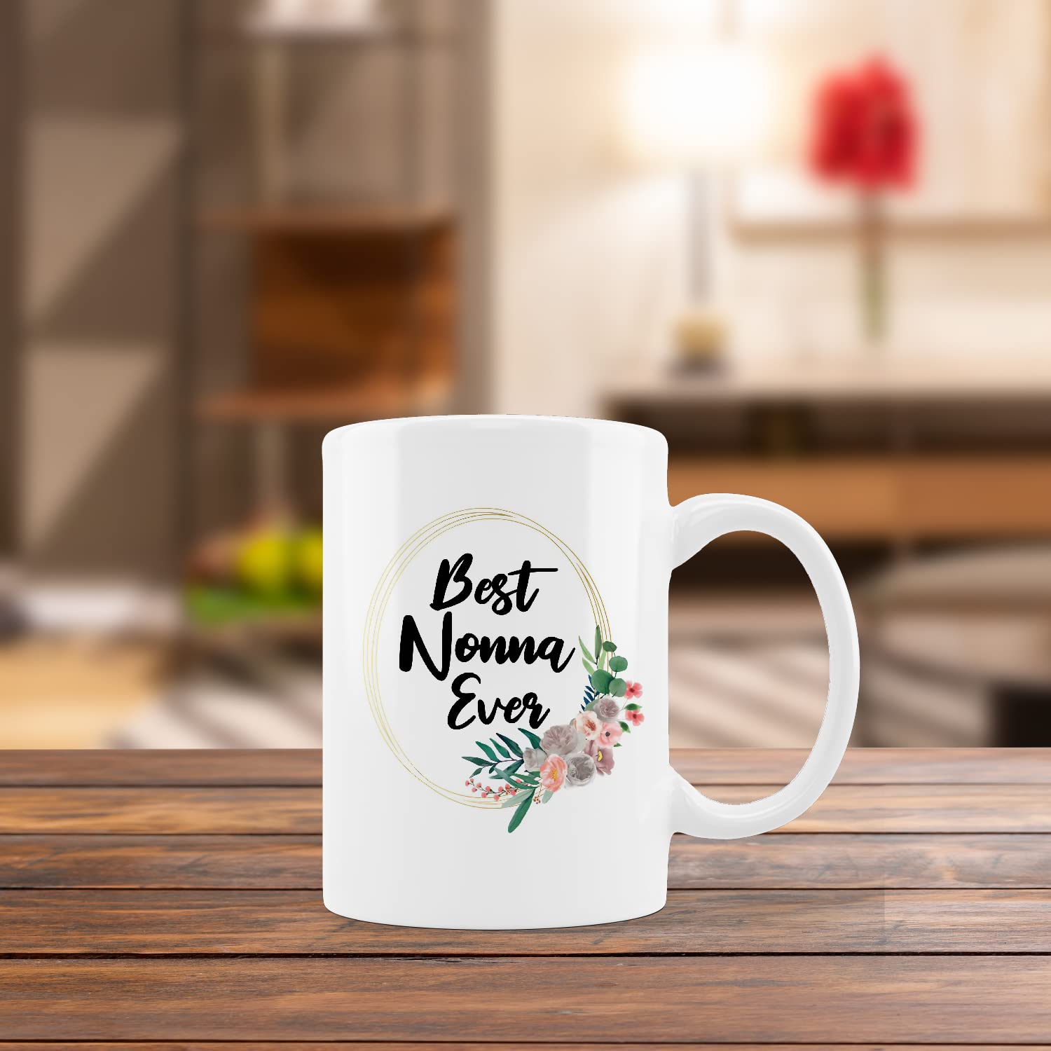 kunlisa Best Nonna Ever Floral Mug Cup,Best Grandma Ceramic Mug-11oz Coffee Milk Tea Mug Cup,Farmhouse Home Decor,Grandmother Grandma Nonna Birthday Mother's Day Gifts From Grandson Granddaughter