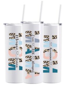 avito 20 oz personalized mama tumbler with kids' names - gift for mom - mother's day gift - stainless steel - vacuum insulated - tumbler with name - skinny tumbler with straw