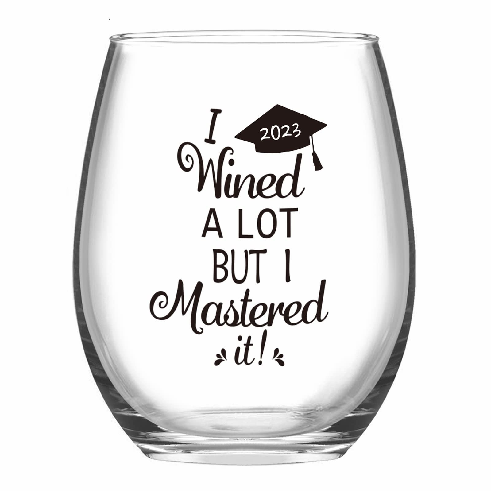 Futtumy Graduation Gifts, I Wined A Lot, But I Mastered It Stemless Wine Glass for Him Her Women Men Friend University Graduate MBA Gifts, College Graduation Wine Gift Idea, 15Oz