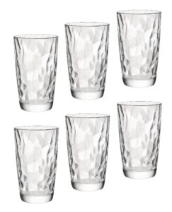 bormioli rocco diamond cooler glasses, clear, 16 oz, set of 6