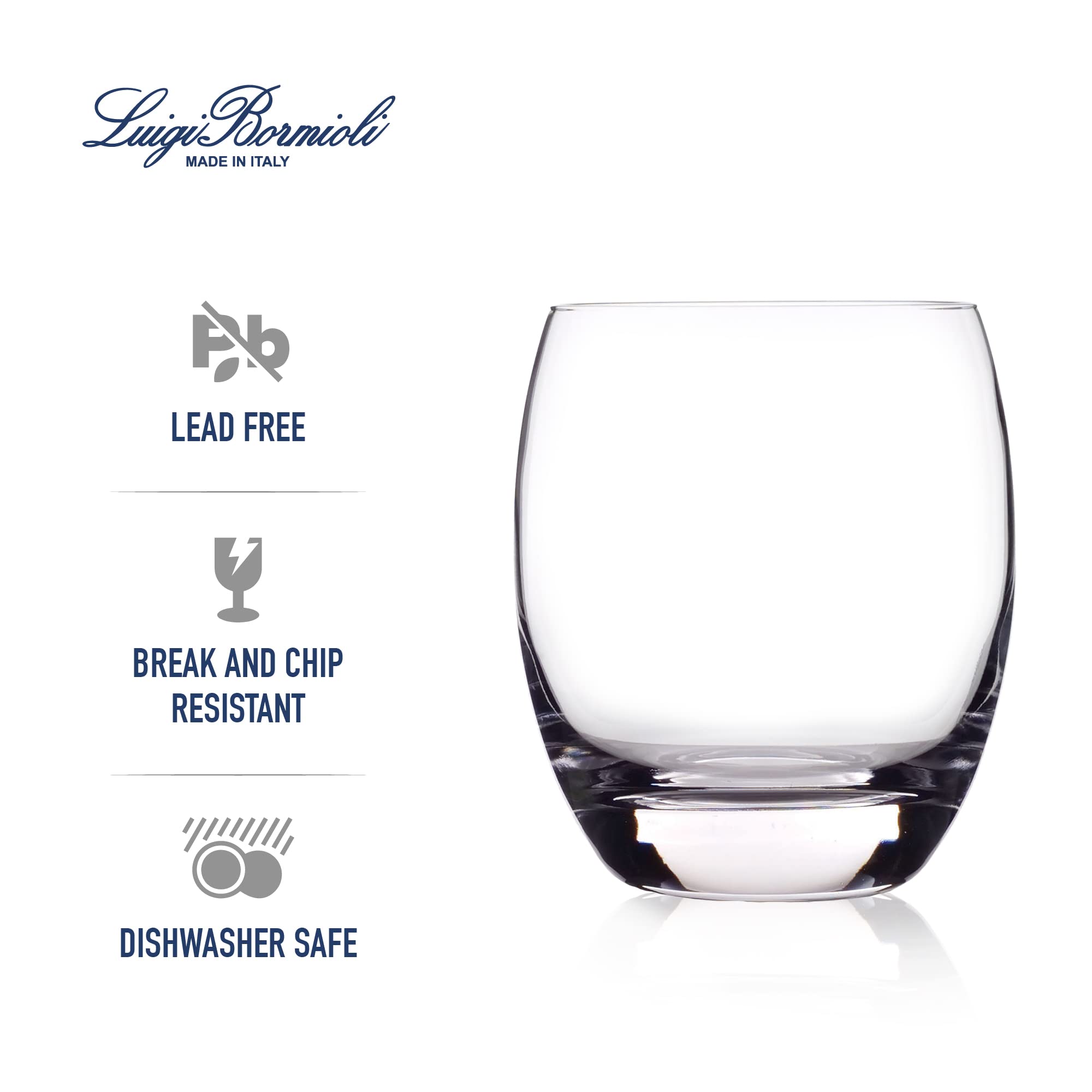 Luigi Bormioli Crescendo 15.5 Ounce Tumblers, Set Of 4, Crystal SON-hyx Glass, Made In Italy.