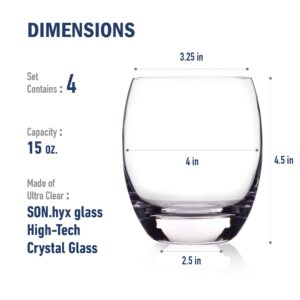 Luigi Bormioli Crescendo 15.5 Ounce Tumblers, Set Of 4, Crystal SON-hyx Glass, Made In Italy.