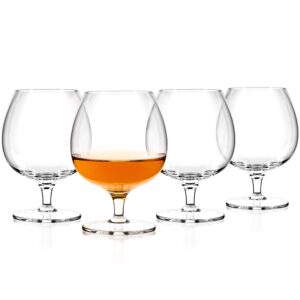 luxbe - cognac & brandy crystal small glasses snifter, set of 4 - handcrafted - 100% lead-free crystal glass - great for spirits drinks - 12-ounce