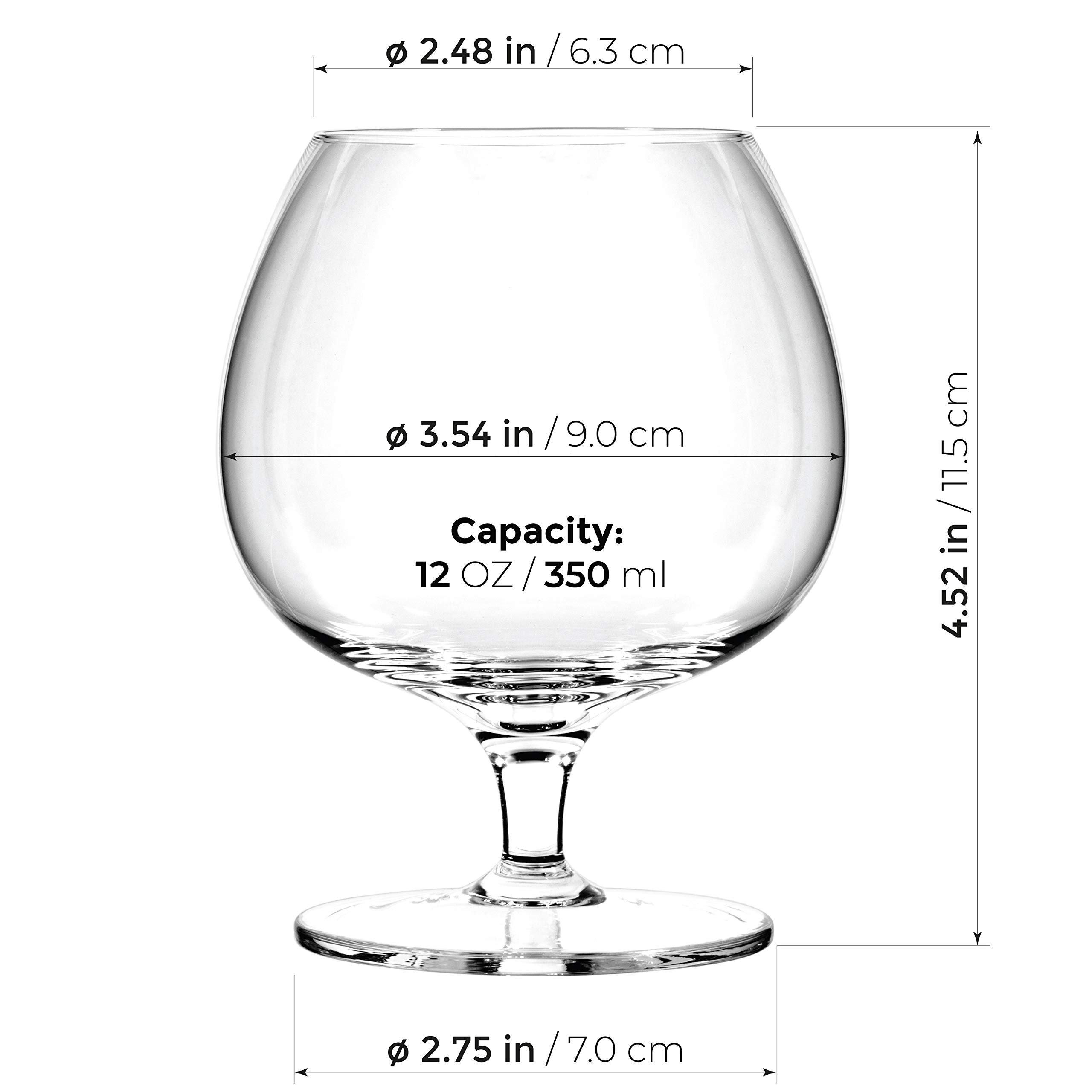 Luxbe - Cognac & Brandy Crystal Small Glasses Snifter, Set of 4 - Handcrafted - 100% Lead-Free Crystal Glass - Great for Spirits Drinks - 12-ounce