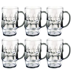 plastic beer mugs with handle - bulk set of 6 acrylic beer drinking cups for men women (26 oz each)