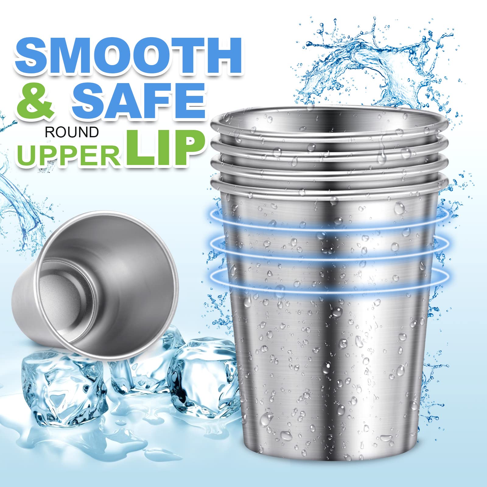 20 Pieces Stainless Steel Pint Cups Unbreakable Water Tumblers Stackable Metal Cups Reusable Metal Glasses for Drinking Stainless Tumbler Cup for Kids Travel Outdoor Activities Camping Home, 8 oz