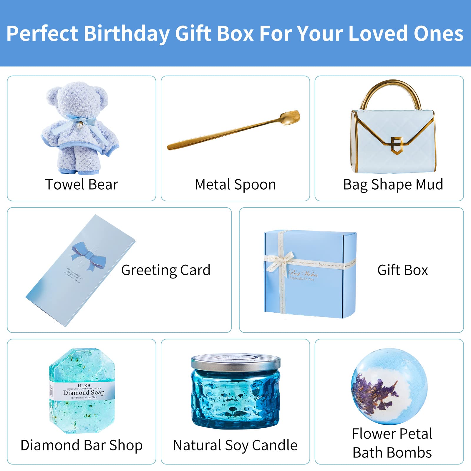 Birthday Gifts For Women-Personalized Spa Gift Basket Box For Her Mom Sister Best Friend Unique Happy Birthday Bath Set Gift Ideas -Best Birthday Gift Boxes For Women