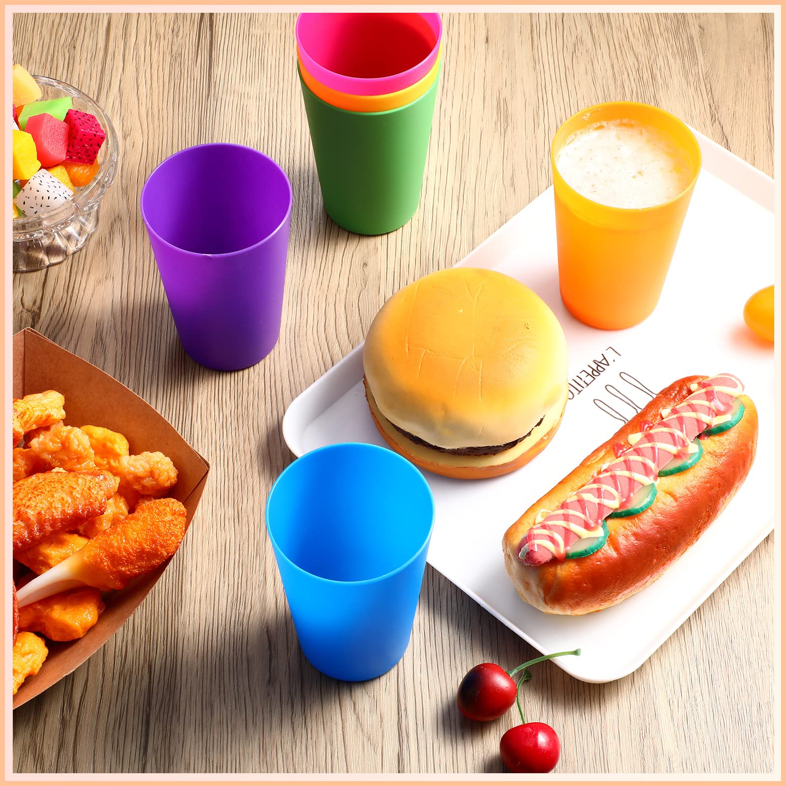 60 Pieces Plastic Kids Cups, 8.5 oz Reusable Plastic Cups Children Drinking Cups Juice Tumblers for Toddler Adults for Parties School Dishwasher Safe, 6 Colors