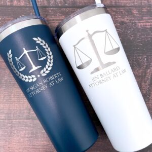 AVITO 22 oz Personalized Lawyer Gift, Laser Engraved Tumbler for Attorney at Law, Future Lawyer, Paralegal, and Law School Graduation Gift