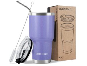 dloccold 30 oz tumbler with lid and straw, 18/8 stainless steel vacuum insulated coffee tumbler,insulated travel mug water cup with leak-proof flip lid,metal straw,cleaning brush & gift box