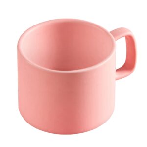 vobaga coffee mug 11 oz tea cup with flat-bottom warming coffee milk for office and home（pink