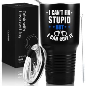 onebttl funny gifts for police officers men, law enforcement gifts, correctional officer gifts, retirement gifts graduation gifts for cops, stainless steel tumbler - 30 oz