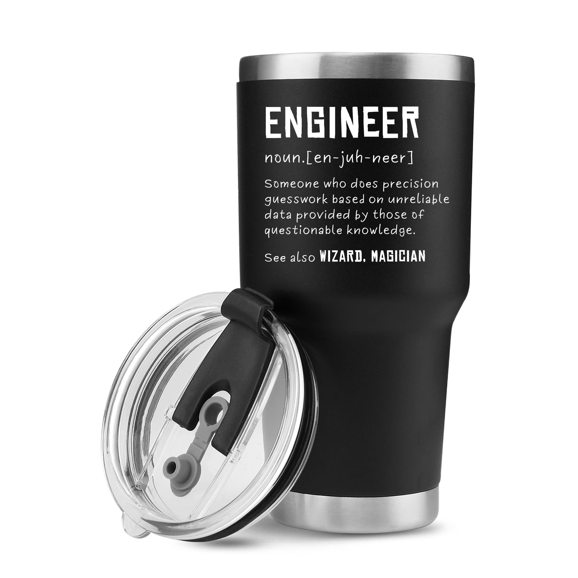 Panvola Engineer Definition Engineer Gifts For Engineering Student Boyfriend Girlfriend Dad Mom Uncle Brother Vacuum Insulated Tumbler Stainless Steel With Straw And Removable Lid (30 oz)