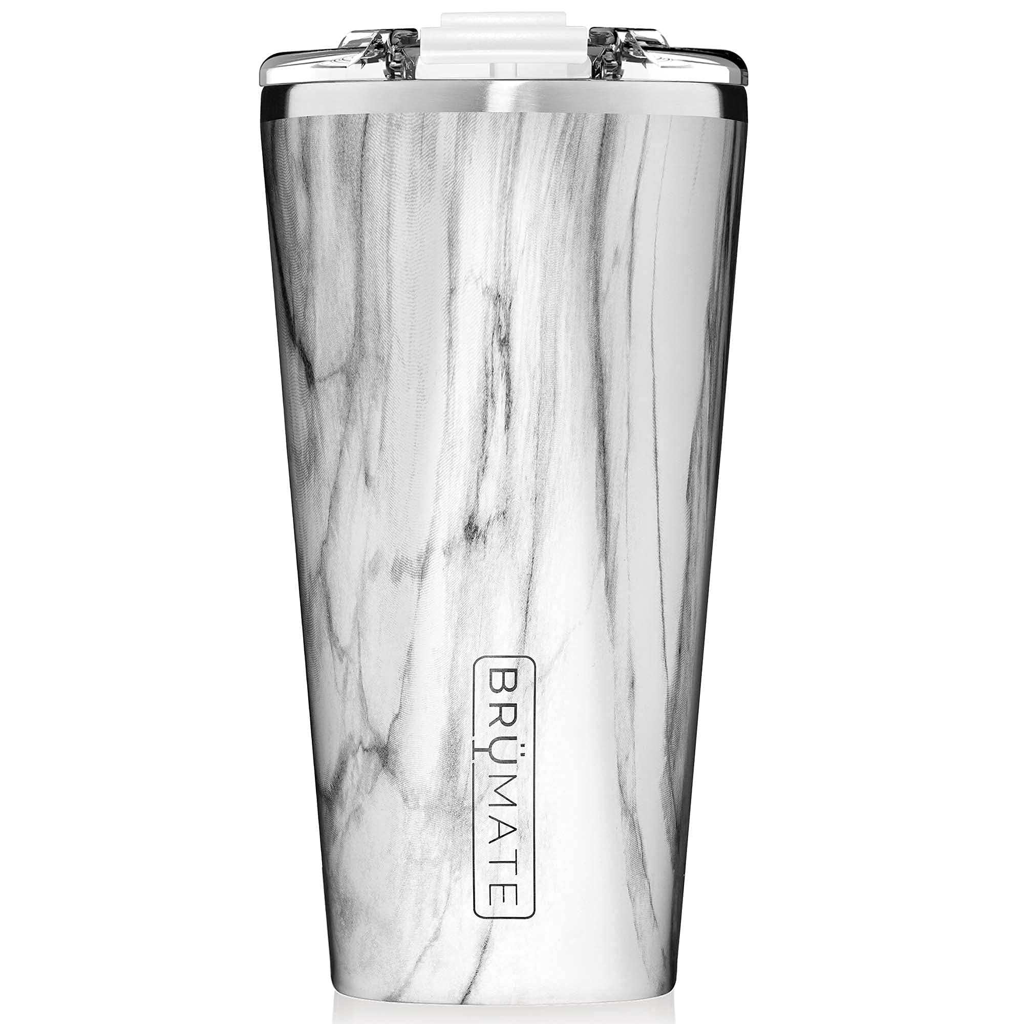 BrüMate Imperial Pint - 20oz 100% Leak-Proof Insulated Tumbler with Lid - Double Wall Vacuum Stainless Steel - Shatterproof - Travel & Camping Tumbler for Beer, Cocktails, Coffee & Tea (Carrara)