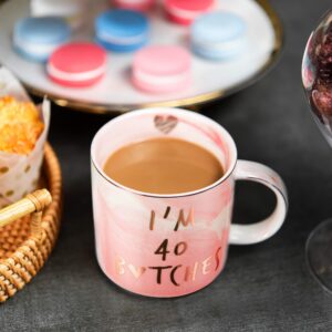 I'm 40 - Funny 40th Birthday Gifts for Women - Best Turning Forty Year Old Birthday Gifts Ideas for Women, Wife, Mom, Daughter, Sister, Aunt, Best Friends, BFF, Coworkers, Her - Ceramic Coffee Cup