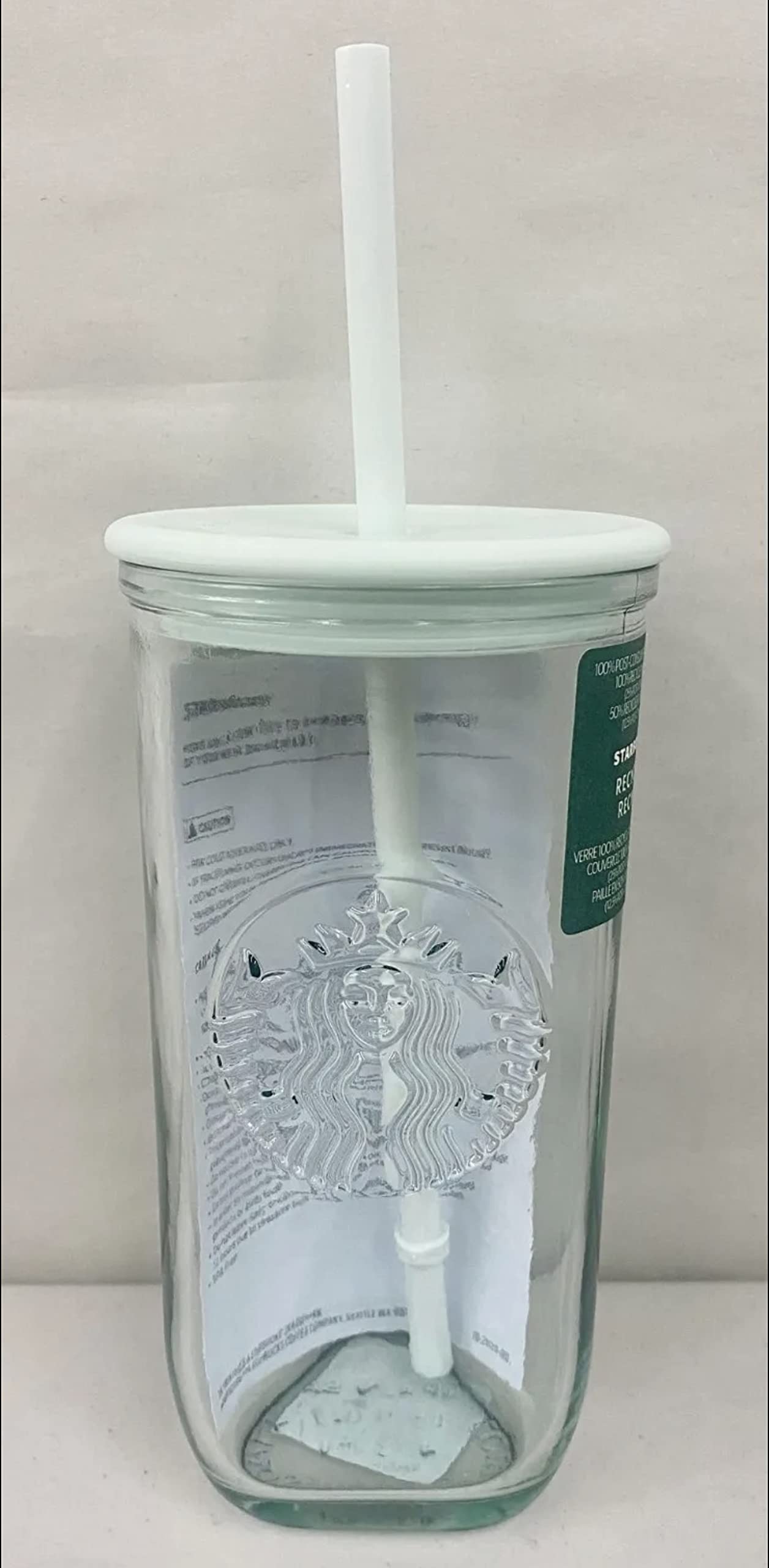 Starbucks Spring 2023 Recycled Glass Mint Triangle Bottom Cold Cup 16 oz Tumbler