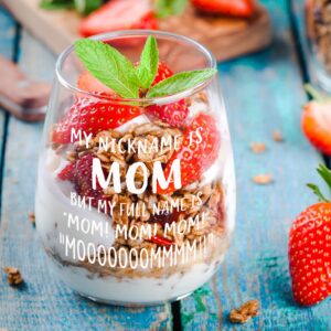 Modwnfy Funny Gift for Mom, Mother's Day Wine Glass, Best Mommy Stemless Wine Glass, Mothers Day Gifts for Mom New Mom Mother Mama Women Wife, Daughter Gifts from Mom On Baby Shower, 15 Oz