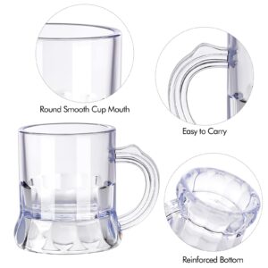 Breroa 30 Pieces Mini Plastic Beer Mugs 1 Ounce Mini Beer Mug Shot Glasses with Handles Clear Reusable Beer Stein Beer Tasting Glasses for Drinking Beer Festival Party Barbecue Wedding