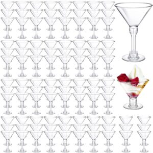 100 pcs plastic martini glasses 5 oz disposable cocktail glasses tall mini martini plastic cups unbreakable appetizer dessert cups for margarita wine champagne ice cream wedding party bar event