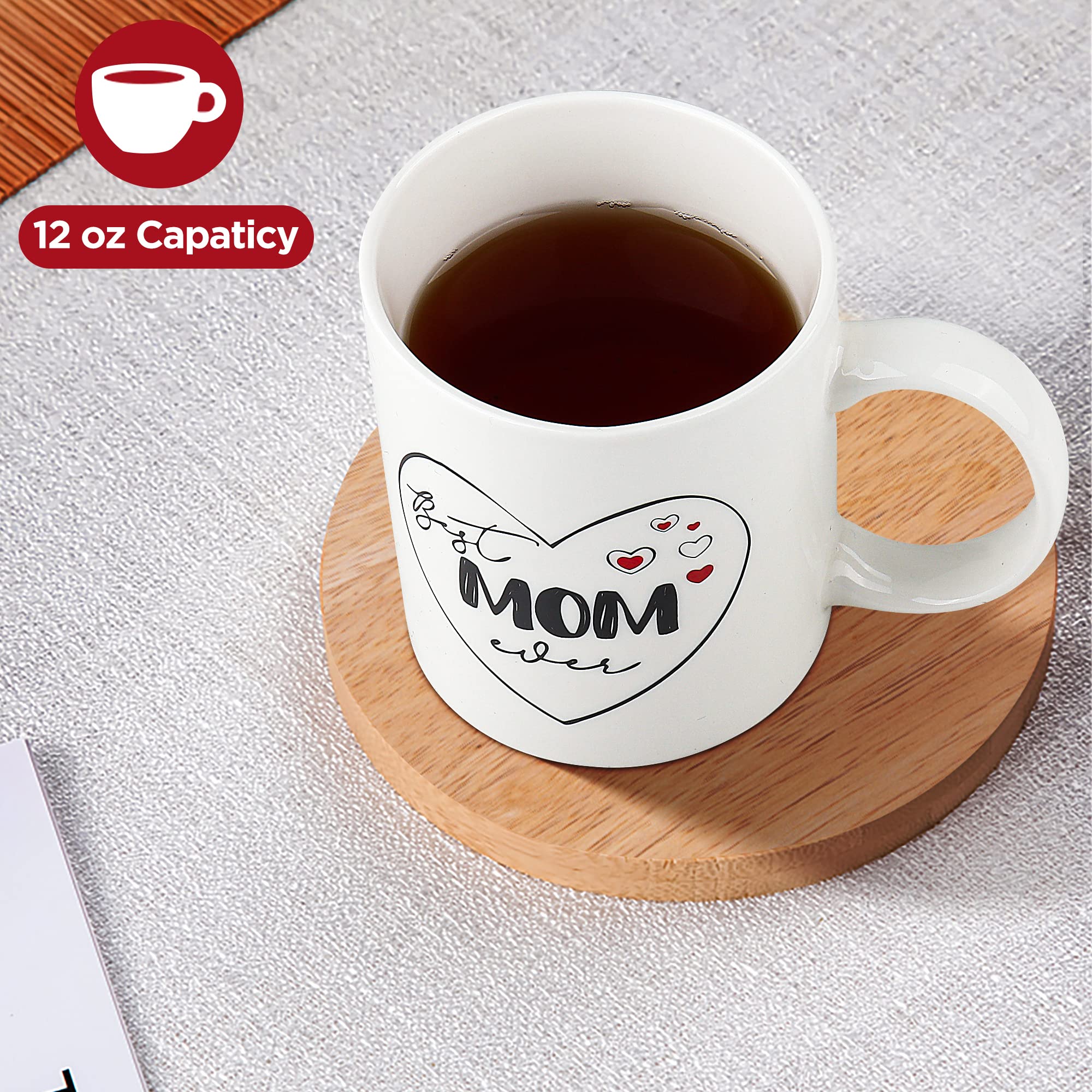 BB Hapeayou Mothers Day Gifts Mug Cup-Best Mom Ever Ceramic White Coffee Cup for Moms Grandmother from Daughter Son (12oz)