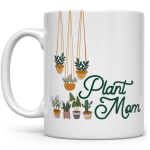 plant mom coffee mug, houseplant lover tea cup, gardner landscape green thumb gifts (11oz)