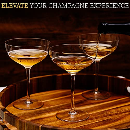 Champagne Coupe Glasses Set of 4 - Elegant Cocktail Coupe, Ideal for serving Martini, Gimlet and Manhattan - High Clarity Crystal Glassware - Excellent Addition to Your Home Bar - 10 oz