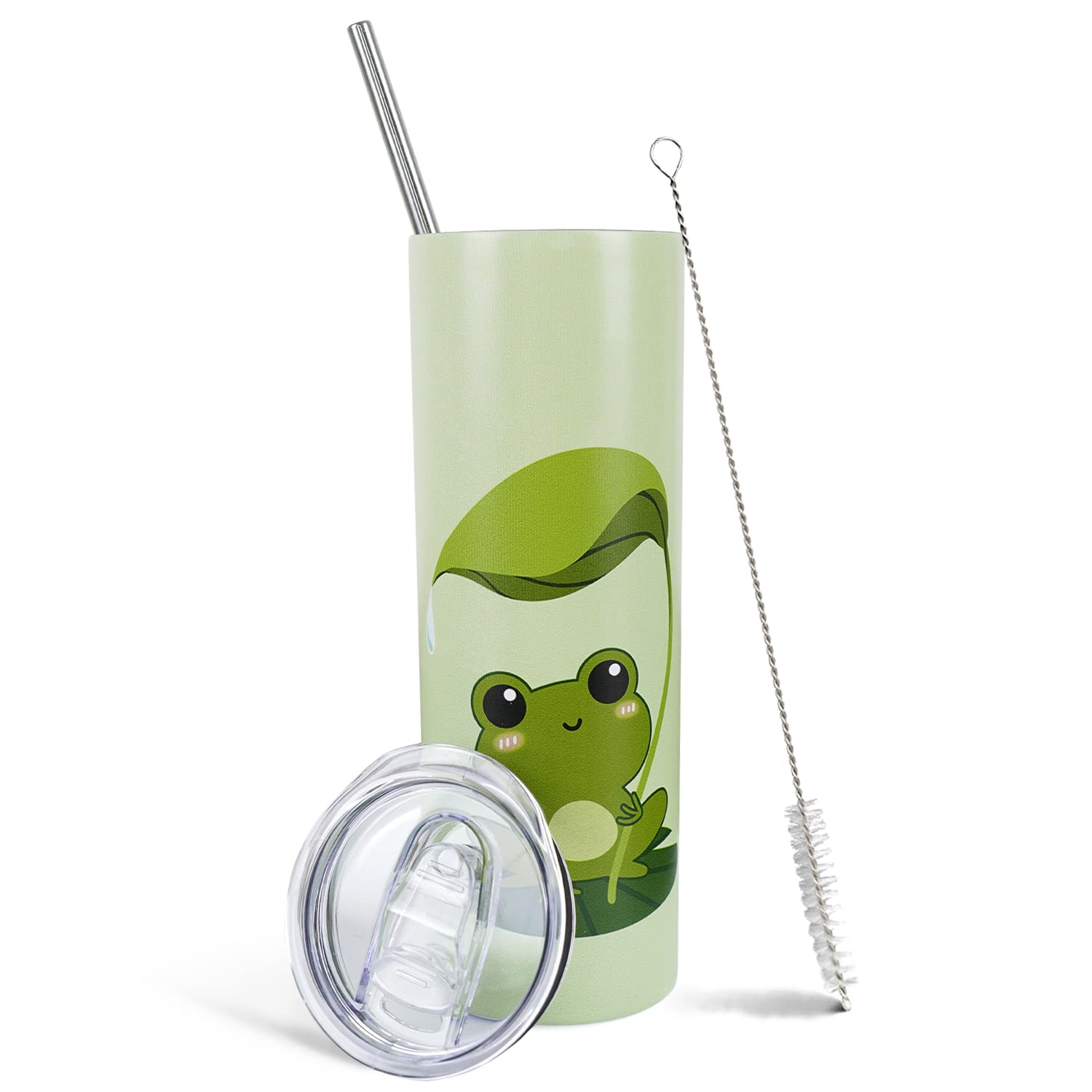 Frog Tumbler, Frog Gifts for Women/Frog Lovers, Frog Cup/Coffee Mug/Water Bottle, Cute Coffee Tumbler/Mugs for Women,Unique Kawaii Frog Stuff/Decor/Accessories/Things, 20 Oz Tumbler with Lid and Straw