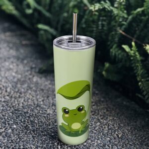 Frog Tumbler, Frog Gifts for Women/Frog Lovers, Frog Cup/Coffee Mug/Water Bottle, Cute Coffee Tumbler/Mugs for Women,Unique Kawaii Frog Stuff/Decor/Accessories/Things, 20 Oz Tumbler with Lid and Straw