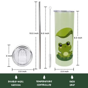 Frog Tumbler, Frog Gifts for Women/Frog Lovers, Frog Cup/Coffee Mug/Water Bottle, Cute Coffee Tumbler/Mugs for Women,Unique Kawaii Frog Stuff/Decor/Accessories/Things, 20 Oz Tumbler with Lid and Straw