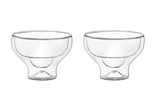 Outset Stemless Margarita Glasses Double Wall, Borosilicate Glassware 2 Count (Pack of 1)